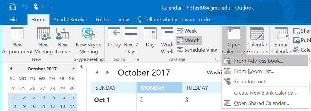 Adding A Shared Calendar Outlook 2016 JMU